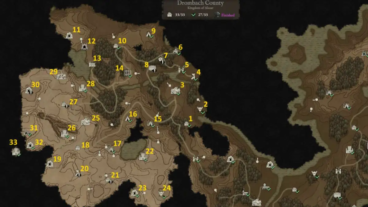 Wartales – Carte complète de la région du comté de Drombach et guide ...