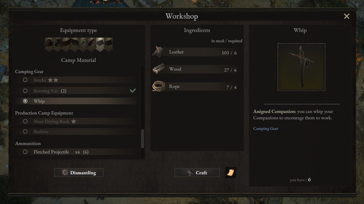 Guide Wartales Whip – Comment fabriquer et utiliser