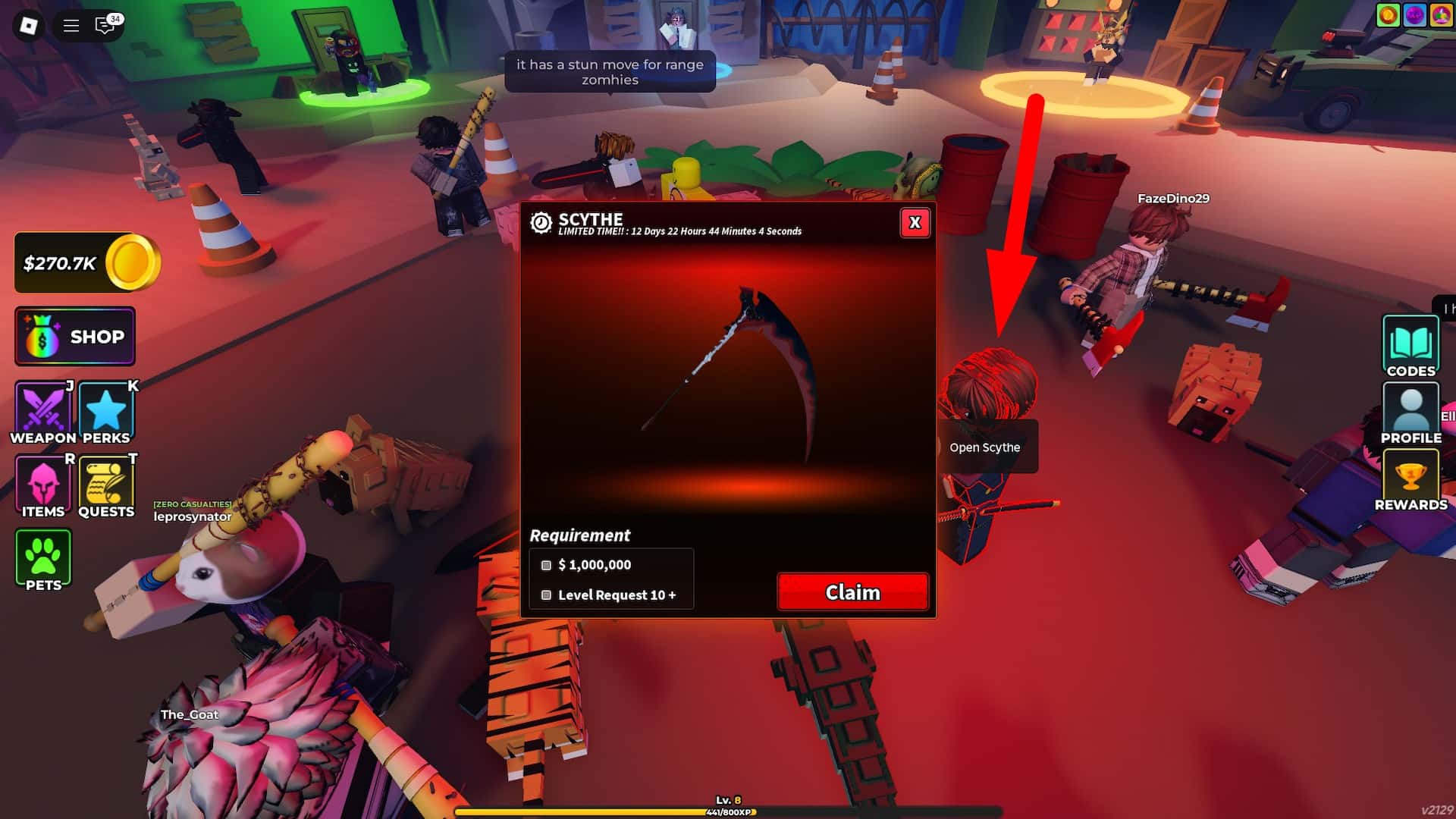 Comment obtenir la faux dans Hunty Zombie